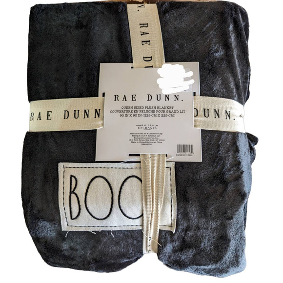 Rae Dunn | Bedding | Rae Dunn Boo Black Queen Oversized Plush Throw ...